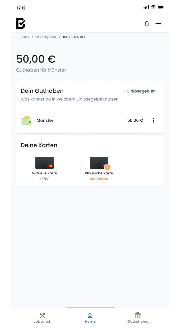 Nutzung der Belonio Card